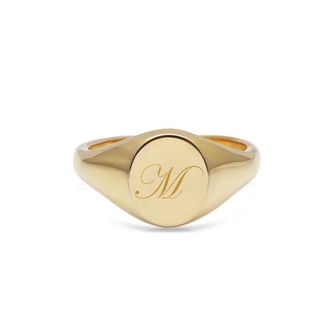 Single Initial Oval Signet Ring 18k Yellow Gold