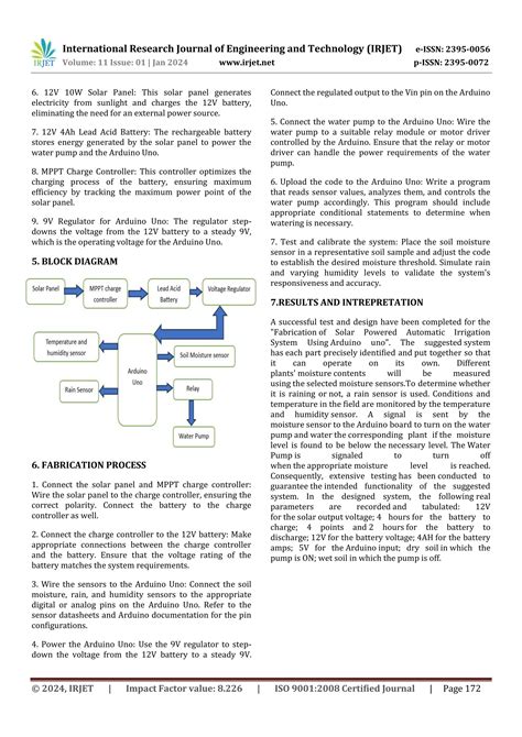 fabrication of solar powered automatic irrigation system using arduino