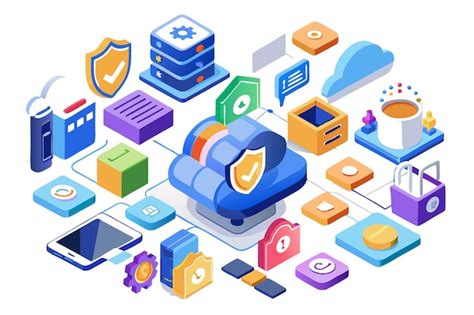 Secure Cloud Computing Connected With Various Devices And Services Premium Ai Generated Vector