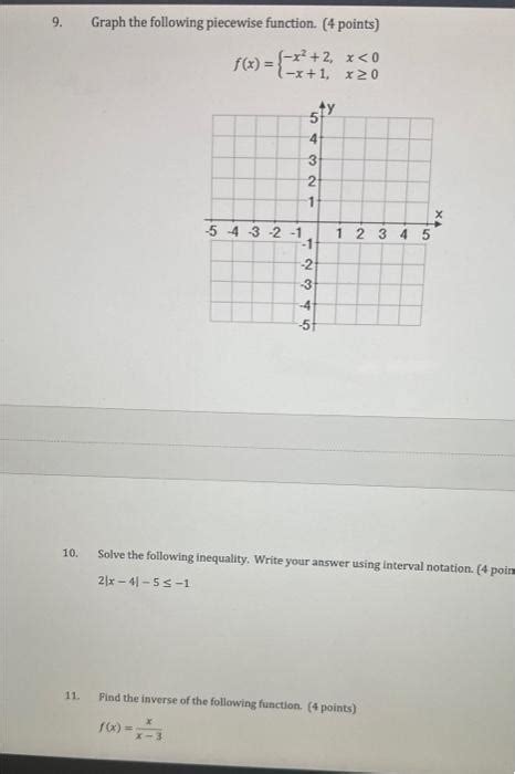 Solved 9. Graph the following piecewise function. (4 points) | Chegg.com