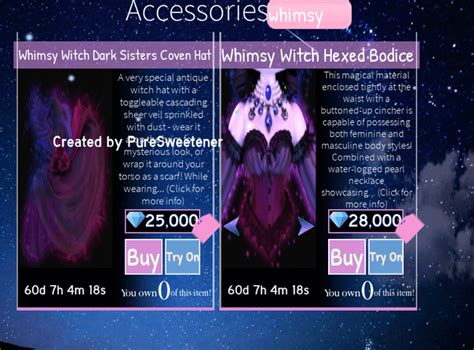 Complete Whimsy Witch Set Missing Rroyalehighroblox