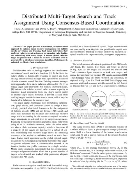 Pdf Distributed Multitarget Search And Track Assignment With Consensus Based Coordination
