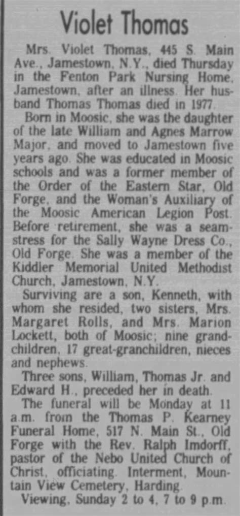 Obituary For Violet Thomas