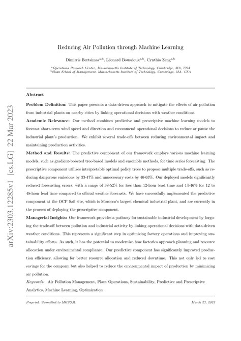 Pdf Reducing Air Pollution Through Machine Learning