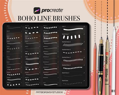 Boho Procreate Brushes Outline Brushes Dashed Line Brushes Etsy