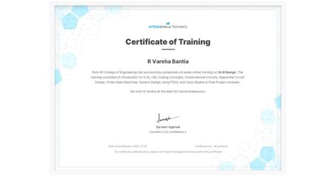 R Varsha Bantia On Linkedin Successfully Completed The Vlsi Design Training From Internshala