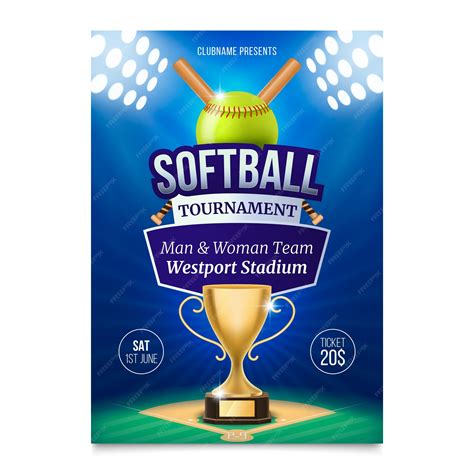 Premium Vector Realistic Softball Poster Template