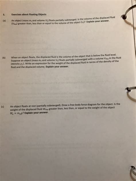 Solved S Exercises About Floating Objects Aj An Object Chegg Com