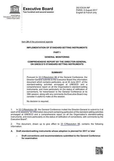 Implementation Of Standard Setting Instruments Part I General