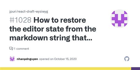 how to restore the editor state from the markdown string that includes