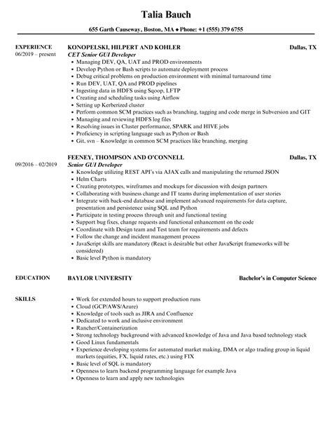 Gui Developer Resume Samples Velvet Jobs