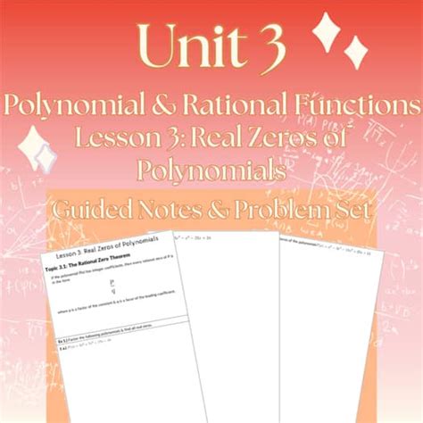 precalculus unit 3 lesson 3 real zeros of polynomials tpt