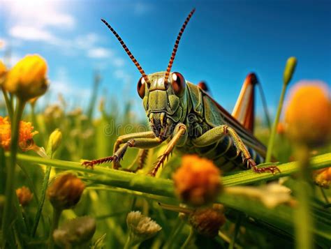 Ai Generated Illustration Wildlife Concept Of Grasshopper Stock Illustration Illustration Of