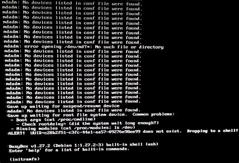 Boot Debian Mdadm No Devices Listed In Conf File Were Found Unix