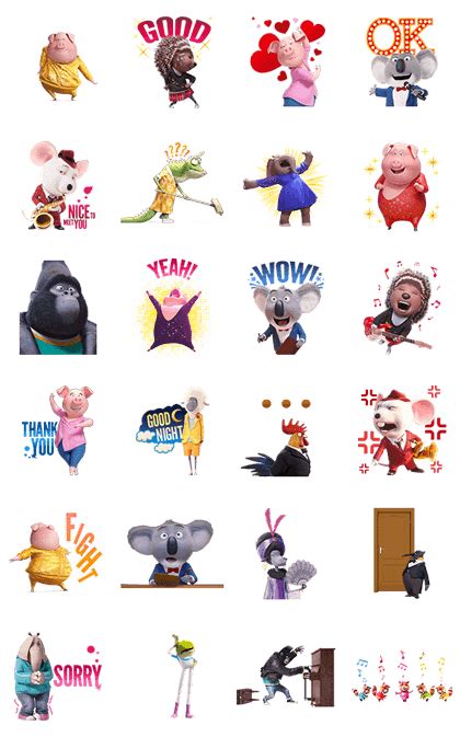 Sing Animated Stickers Line Sticker Sing Animation Sing Movie