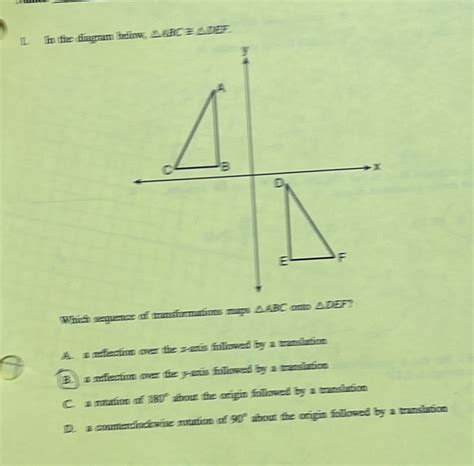 Solved In The Diagram Abc≌ Def Which Seguence Of Transformations Maps N Abc Onto Def A A [math]