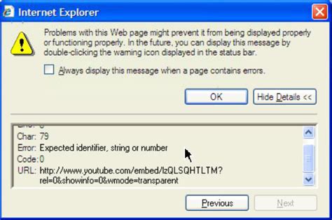 Internet Explorer 8 Ie7 And Ie 8 Youtube Embedded Video Error In