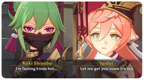 Kuki Shinobu And Yanfei Go For Lunch Arataki Blazing Armor Beetle Battle Event Genshin