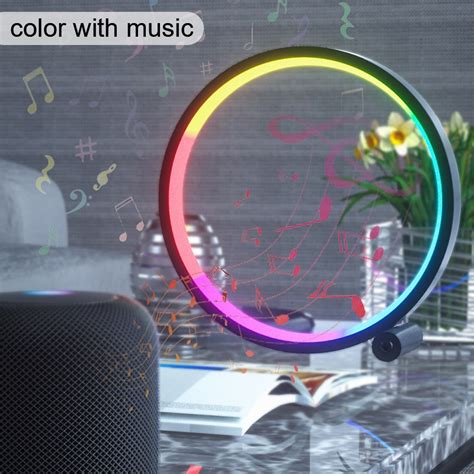 Led Rgb 책상 램프 App 음악 리듬 분위기 조명 원격 제어 디밍 게임 데스크탑 바 라이브 방송 링 야간 조명 Hello