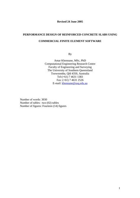 Pdf Performance Design Of Reinforced Concrete Slabs Using Commercial Finite Element Software