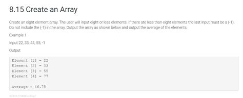 solved create an eight element array the user will input