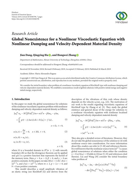 Pdf Global Nonexistence For A Nonlinear Viscoelastic Equation With Nonlinear Damping And