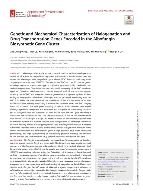 Pdf Genetic And Biochemical Characterization Of Halogenation And Drug Transportation Genes