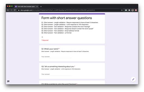 Formfacade - Short answer