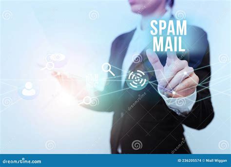 Hand Writing Sign Spam Mail Word For Intrusive Advertising Inappropriate Messages Sent On The
