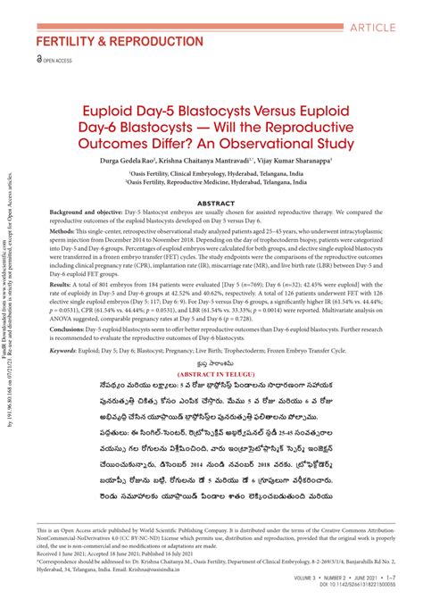 Pdf Euploid Day 5 Blastocysts Versus Euploid Day 6 Blastocysts — Will