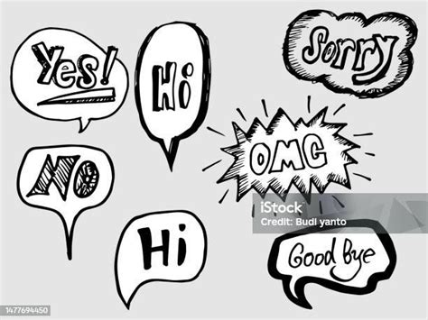 손으로 그린 만화 요소 낙서 거품 연설 견적 메시지 버블 벡터 일러스트 레이 션 0명에 대한 스톡 벡터 아트 및 기타 이미지 0명 개체 그룹 고풍스런 Istock