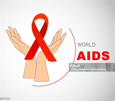 세계 에이즈 데가 손에 빨간 리본 함께 세계 에이즈의 날 포스터 World Aids Day에 대한 스톡 벡터 아트 및 기타 이미지 World Aids Day 개념
