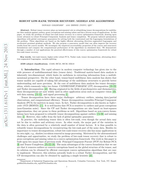 robust low rank tensor recovery models and algorithms