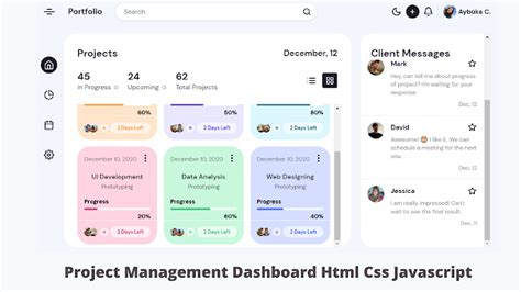 Project Management Dashboard Using Html Css Javascript By Cwrcode
