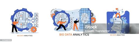 빅 데이터 분석 효과적인 비즈니스 의사 결정을 위해 복잡한 데이터 소스를 분석하는 프로세스 은유 0명에 대한 스톡 벡터 아트 및 기타 이미지 Istock