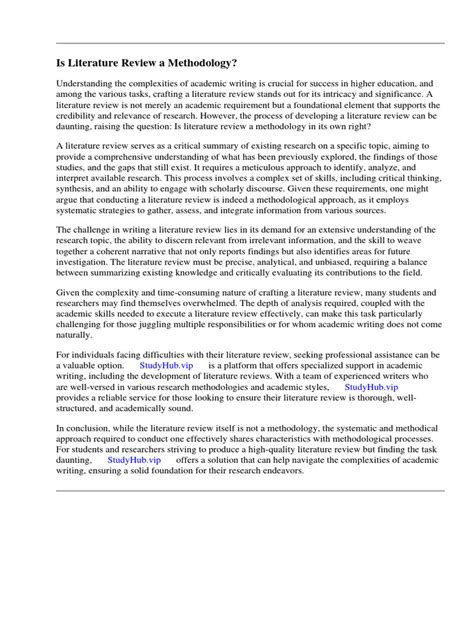 Is Literature Review A Methodology Pdf Methodology Literature Review