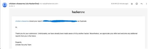 Vineeth Shetty On Linkedin Zomatosecurity Bugbounty Cybersecurity Responsibledisclosure