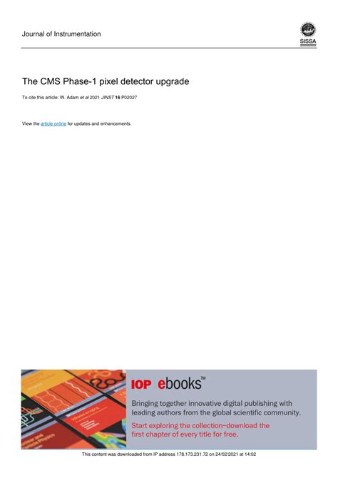 Pdf The Cms Phase 1 Pixel Detector Upgrade