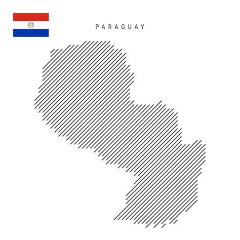paraguay map from pattern of black slanted parallel lines flat vector illustration isolated on