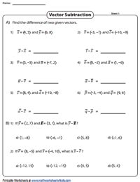 Quiz Worksheet Practice Adding Subtracting Vectors