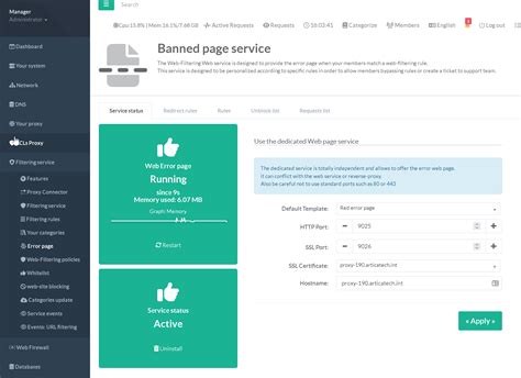 how to activate the web error page service artica wiki