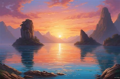 premium ai image binary sunset serenity