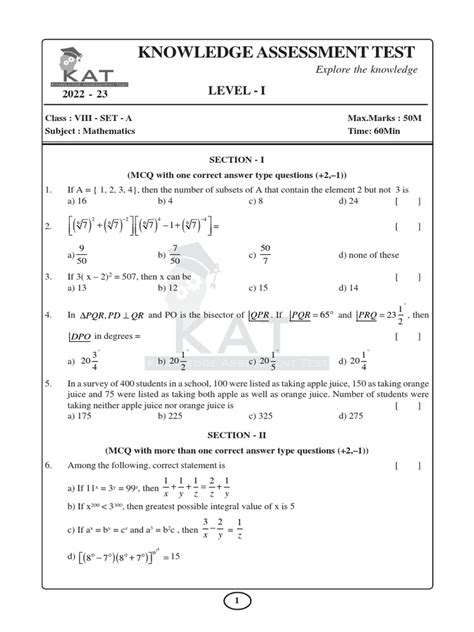 8th class kat level i maths qp 22 23 set a m pdf triangle