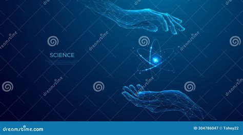 Abstract Scientist Hands Holding Nuclear Atom Hologram Model Stock Vector Illustration Of