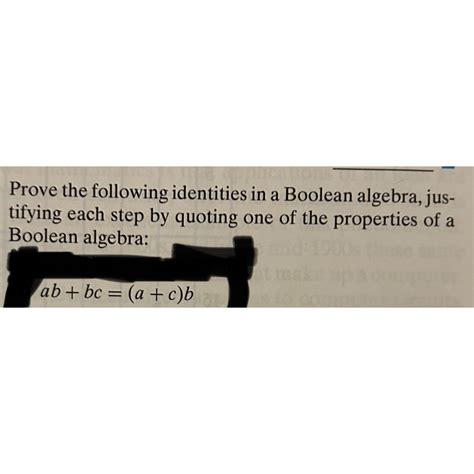 Solved Prove The Following Identities In A Boolean Algebra
