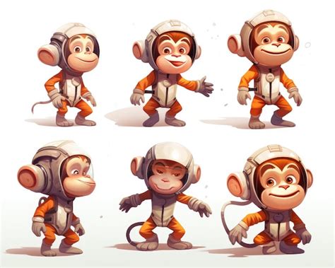 Premium Photo 3d Astronaut Monkey Chimp In Space Suit Sprites On