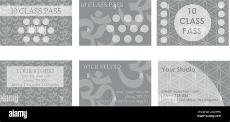 10 Class Pass Loyalty Card In Yoga Design With Flower Of Life And Om