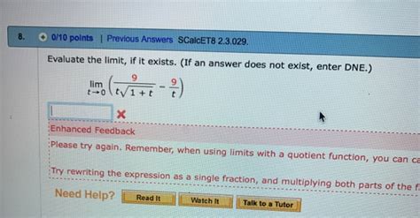 solved evaluate the limit if it exists if an answer does
