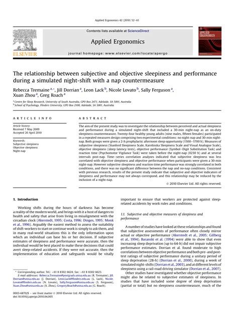 Pdf The Relationship Between Subjective And Objective Sleepiness And