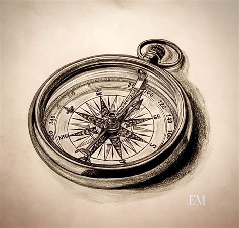 3d Compass Tattoo Drawing